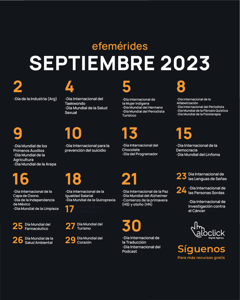 EFEMÉRIDES SEPTIEMBRE 2023 - Aloclick