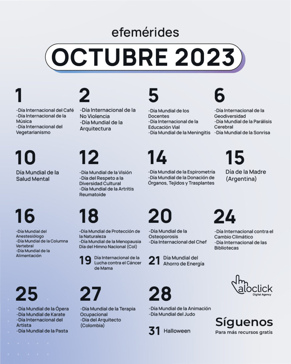 Efemérides Octubre 2023 - Aloclick
